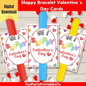 Printable Valentine Slappy Bracelet Cards Gift Tags, Classroom ...