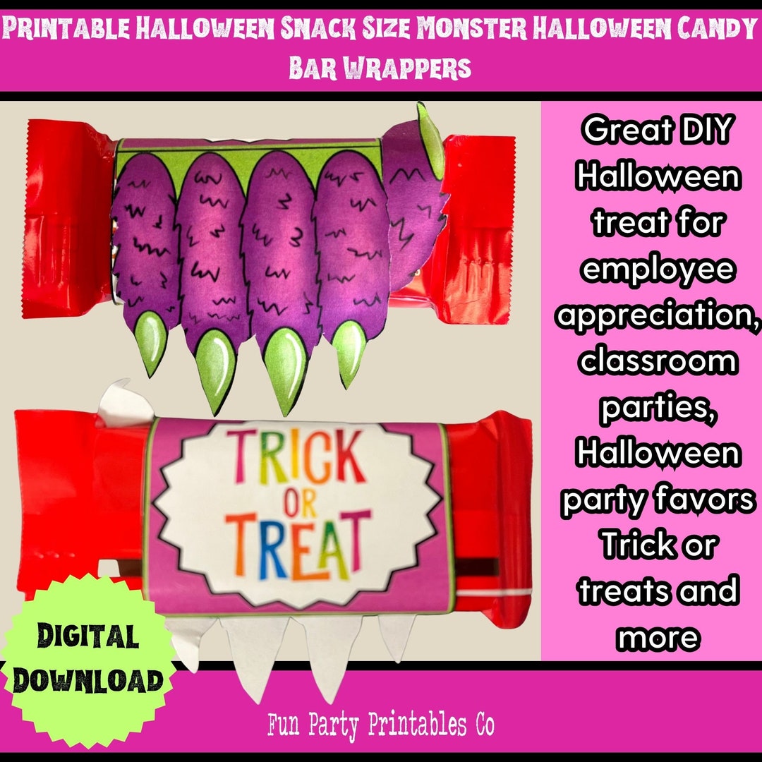 Halloween Monster Hand Candy Bar Wrapper: Printable Party Favor (PDF ...