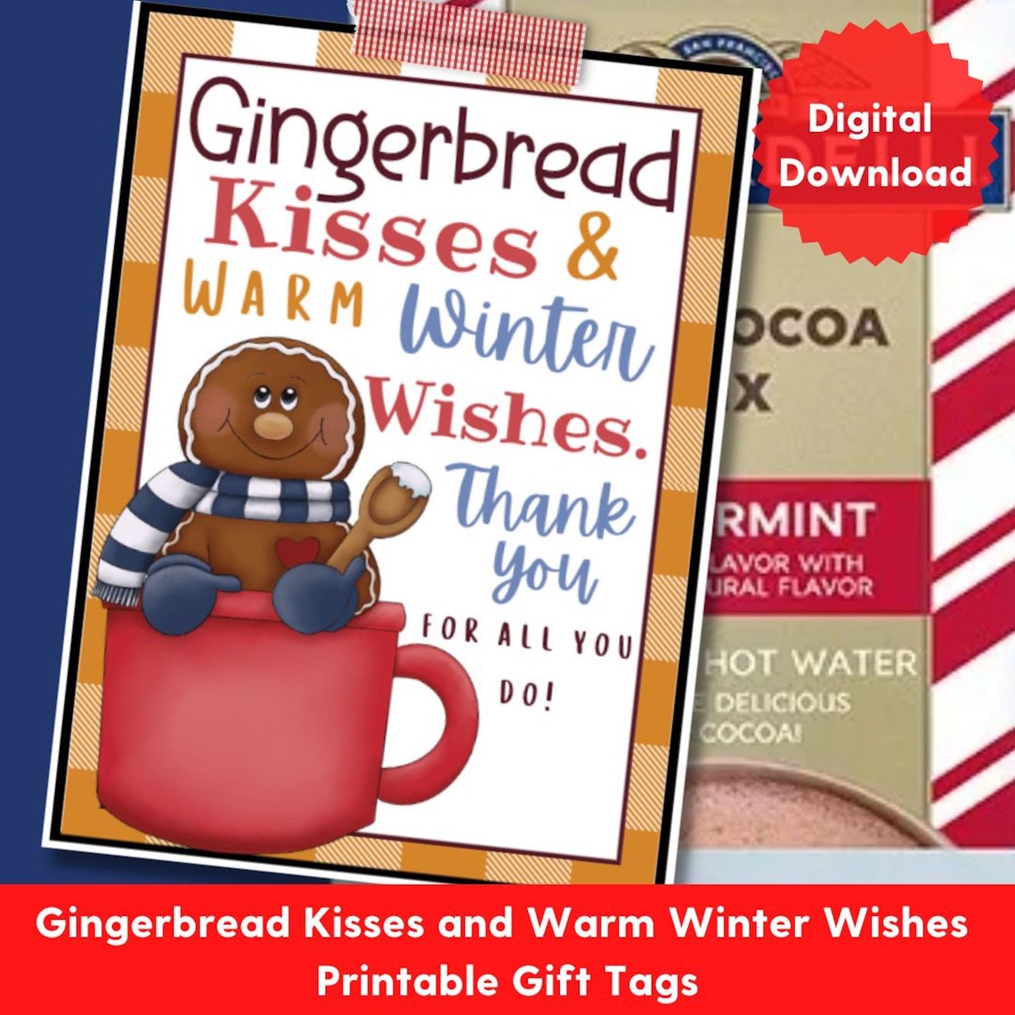 Gingerbread Man Gift Tags Employee Appreciation Tag Thank - Etsy
