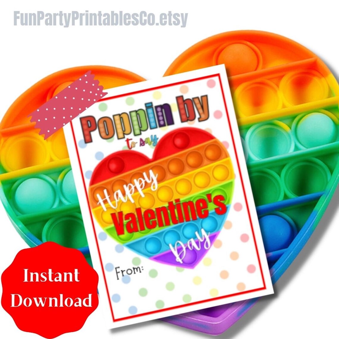 Pop It Toy Valentine's Day Printable Fidget Valentine - Etsy
