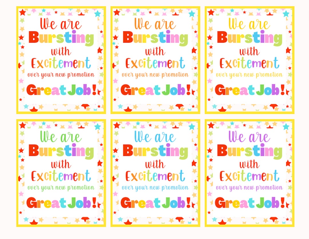 Bursting With Excitement Rainbow Printable Tags, Congratulations on ...