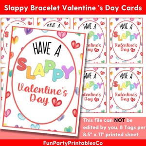 Printable Valentine Slappy Bracelet Cards Gift Tags, Classroom ...