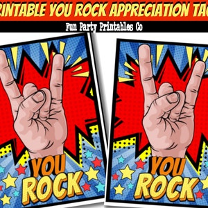 You Rock Printable Tags, Employee Appreciation, Thank You, Printable ...