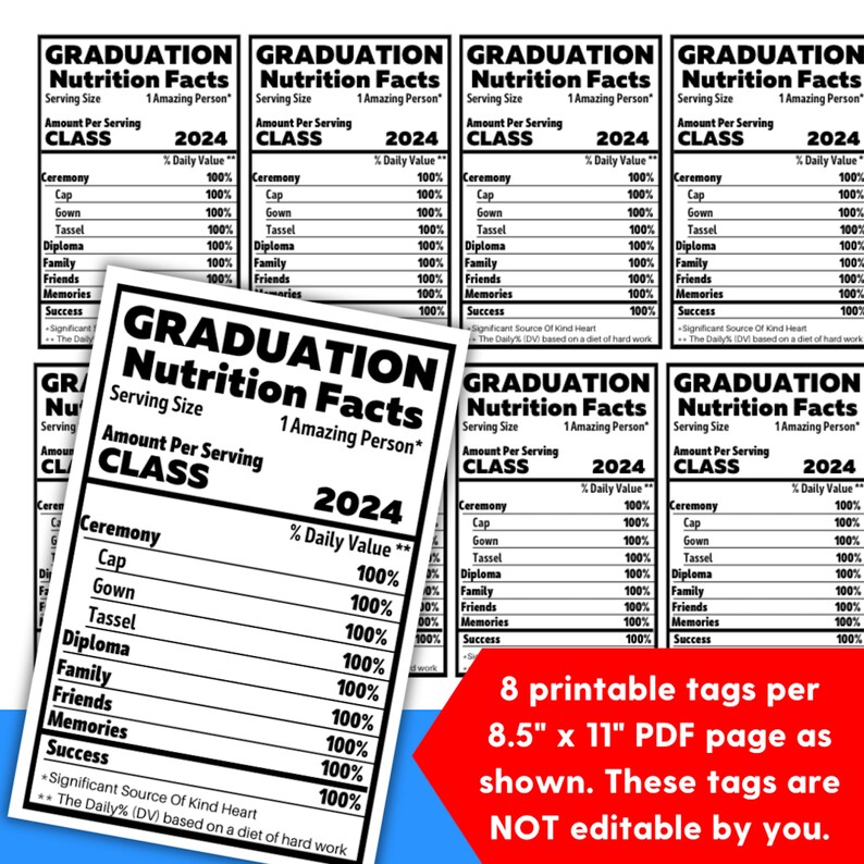 Graduate Nutrition Facts Svg, Class 2024 Svg , Graduation Party ...