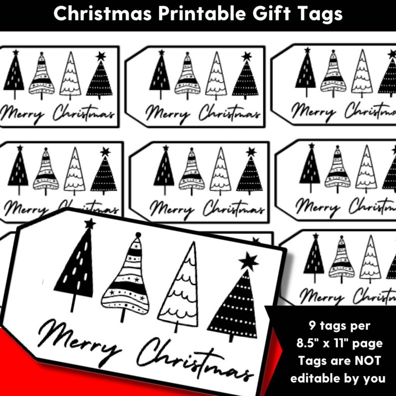 Printable Christmas Gift Tags Christmas Tree Tags Christmas - Etsy