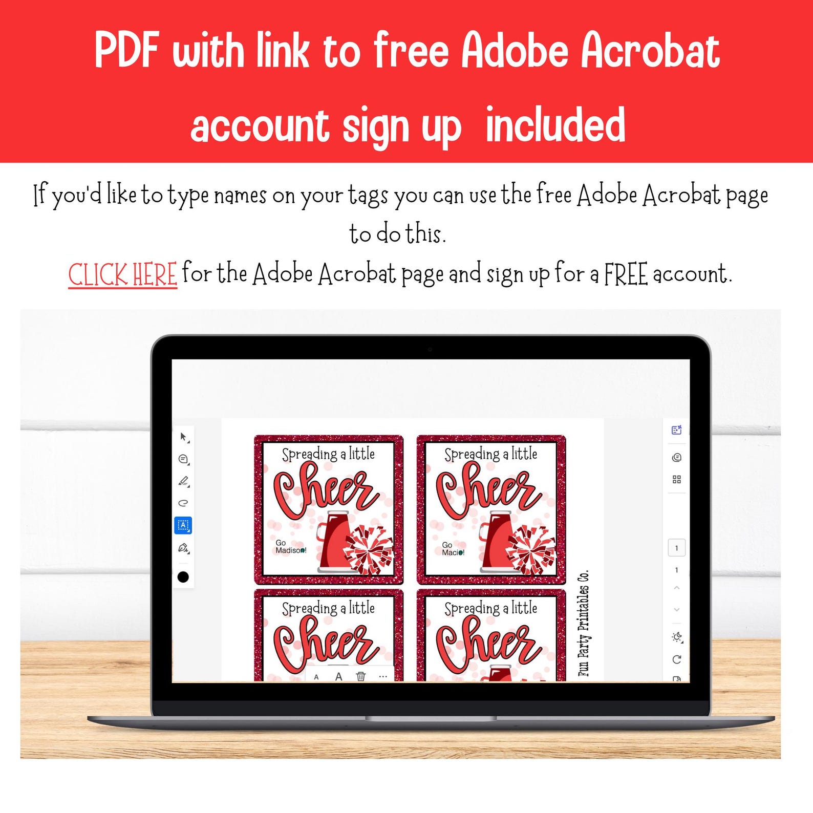 Cheer Team Printable Gift Tags: Cheerleading Squad Favors (PDF) - Etsy