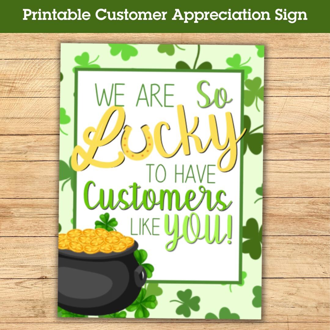Customer Appreciation Sign: Lucky Clover Thank You (PDF) - Etsy