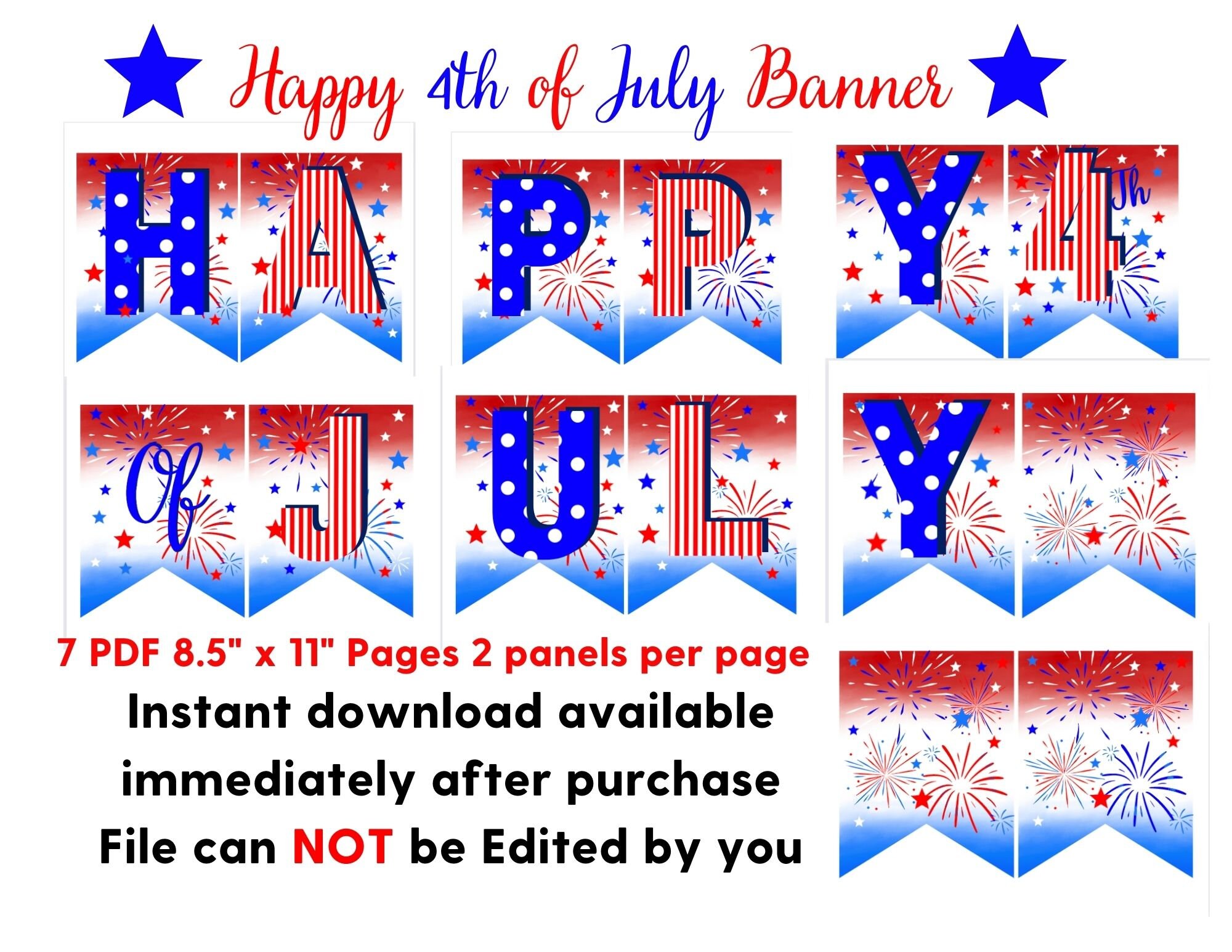 Happy 4th of July Banner, 4th of July Party Decor, 4th of July ...