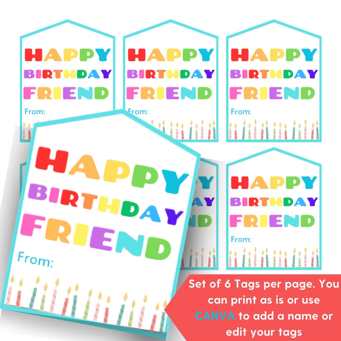 Happy Birthday Gift Tag Editable Name Gift Tag Instant - Etsy