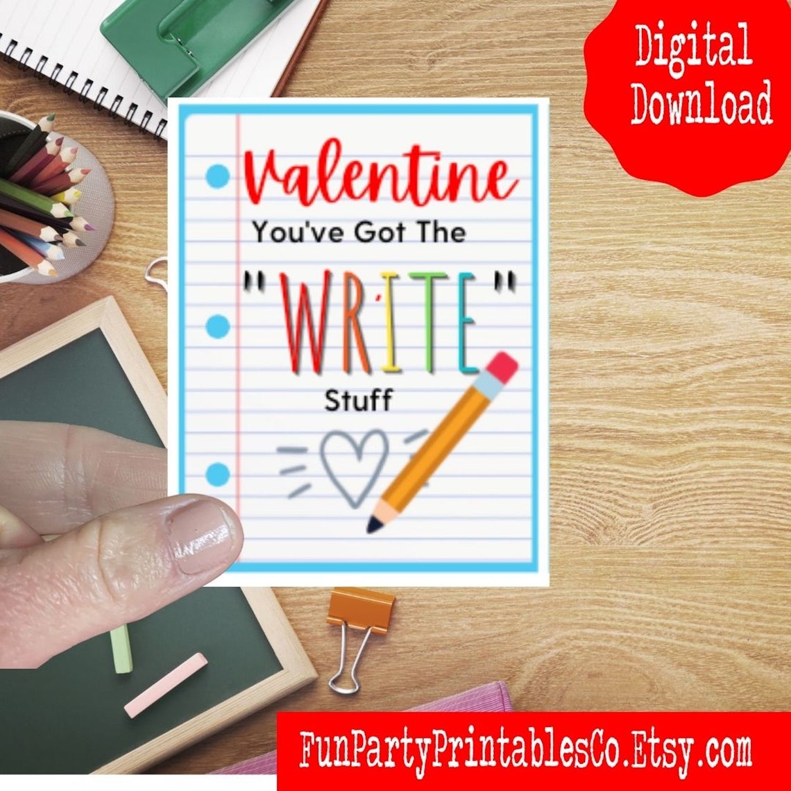 Write Stuff Valentine's Day Printable Non Food Valentine | Etsy