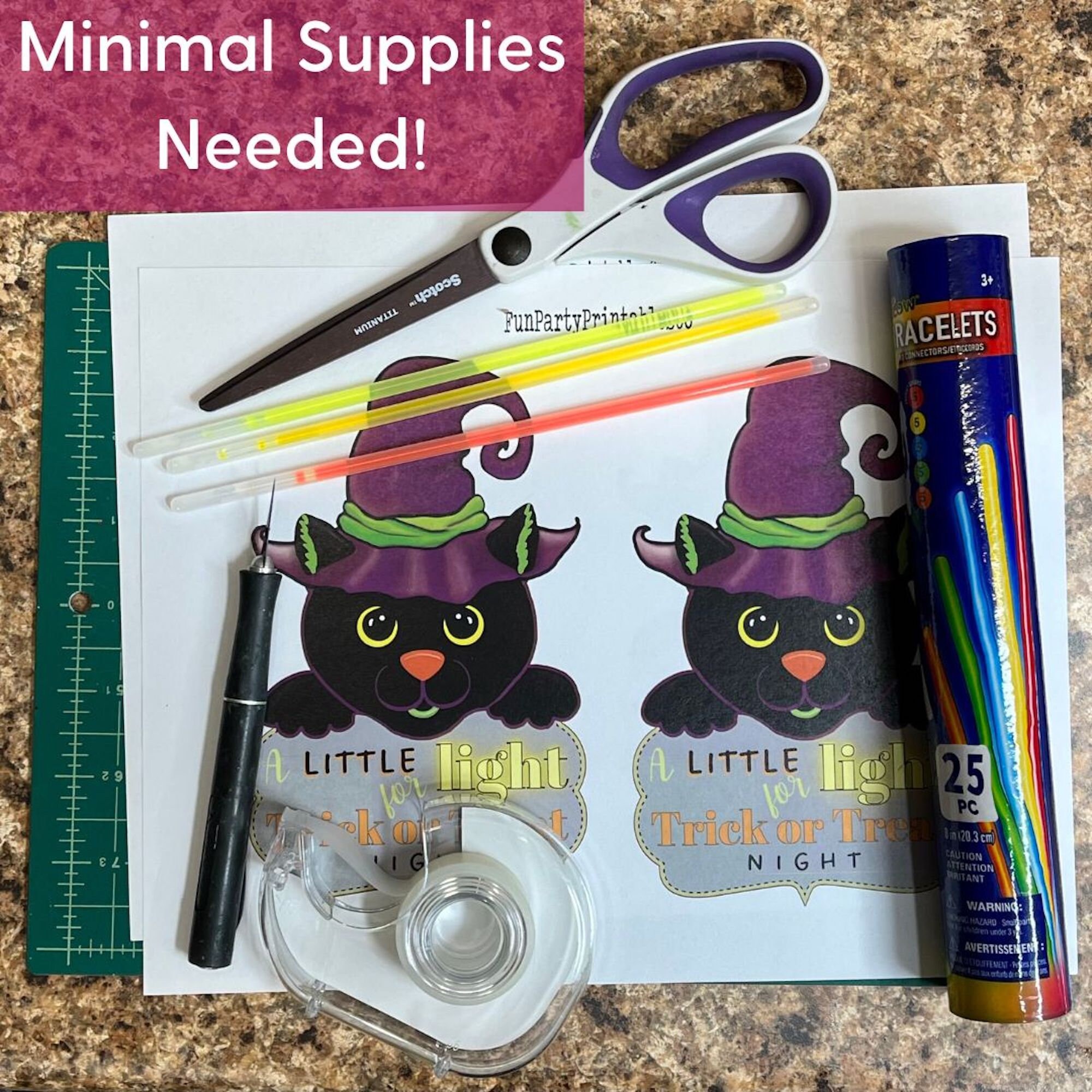 Black Cat Halloween Glow Stick Printable, Halloween Party Favor, Trick ...