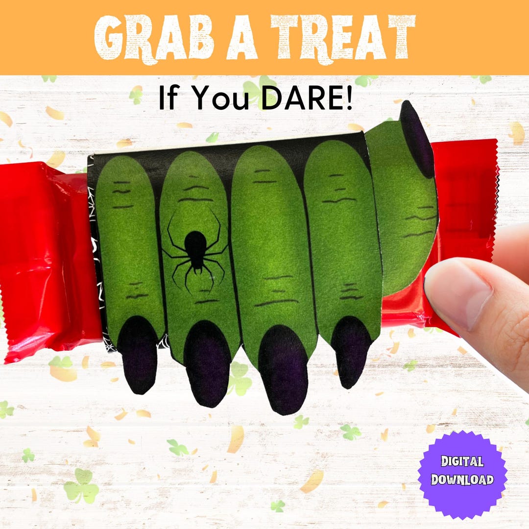 Witch Fingers Halloween Candy Bar Wrapper Printable, Spooky Snack Size ...