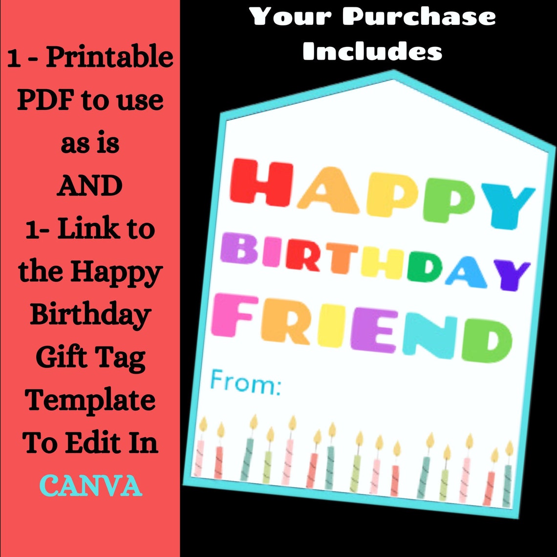 Happy Birthday Gift Tag Editable Name Gift Tag Instant - Etsy