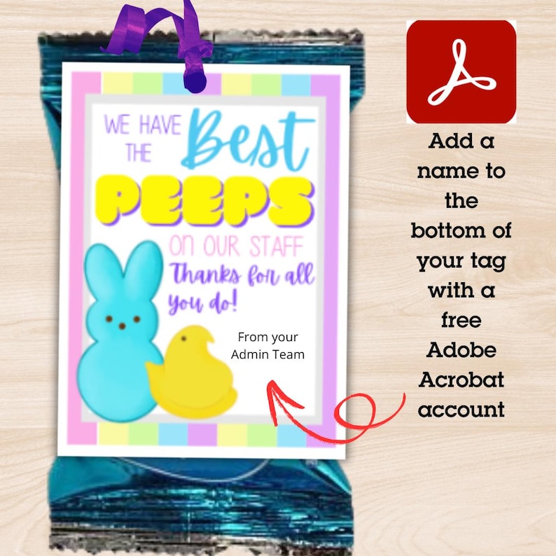 Printable Easter Peeps Gift Tags: Staff & Teacher Appreciation (instant ...