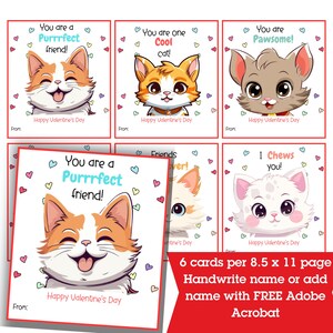 Printable Cat Valentine's Day Cards: Funny Classroom Exchange (digital ...