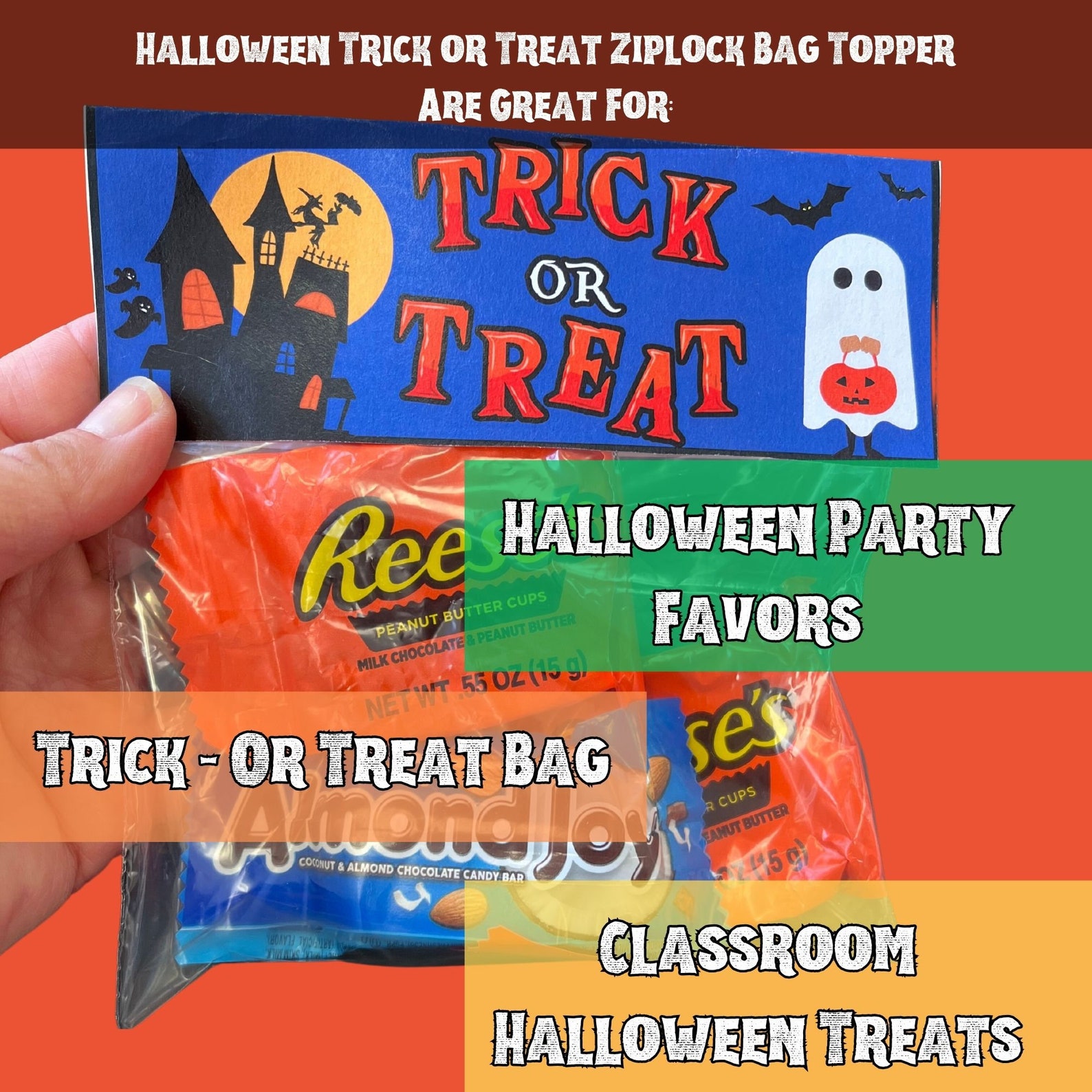 Treat Bag Topper Trick or Treat Printable Bag Topper - Etsy