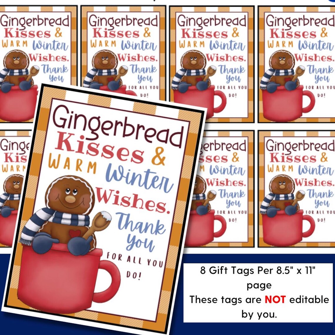 Gingerbread Man Gift Tags Employee Appreciation Tag Thank - Etsy
