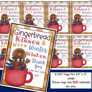 Gingerbread Man Gift Tags, Employee Appreciation Tag, Thank You Gift ...