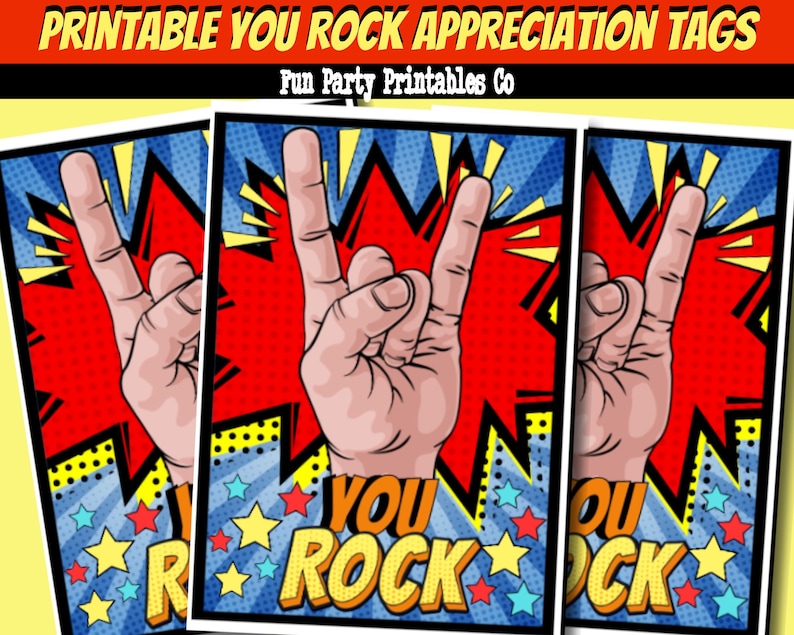 You Rock Printable Tags, Employee Appreciation, Thank You, Printable ...