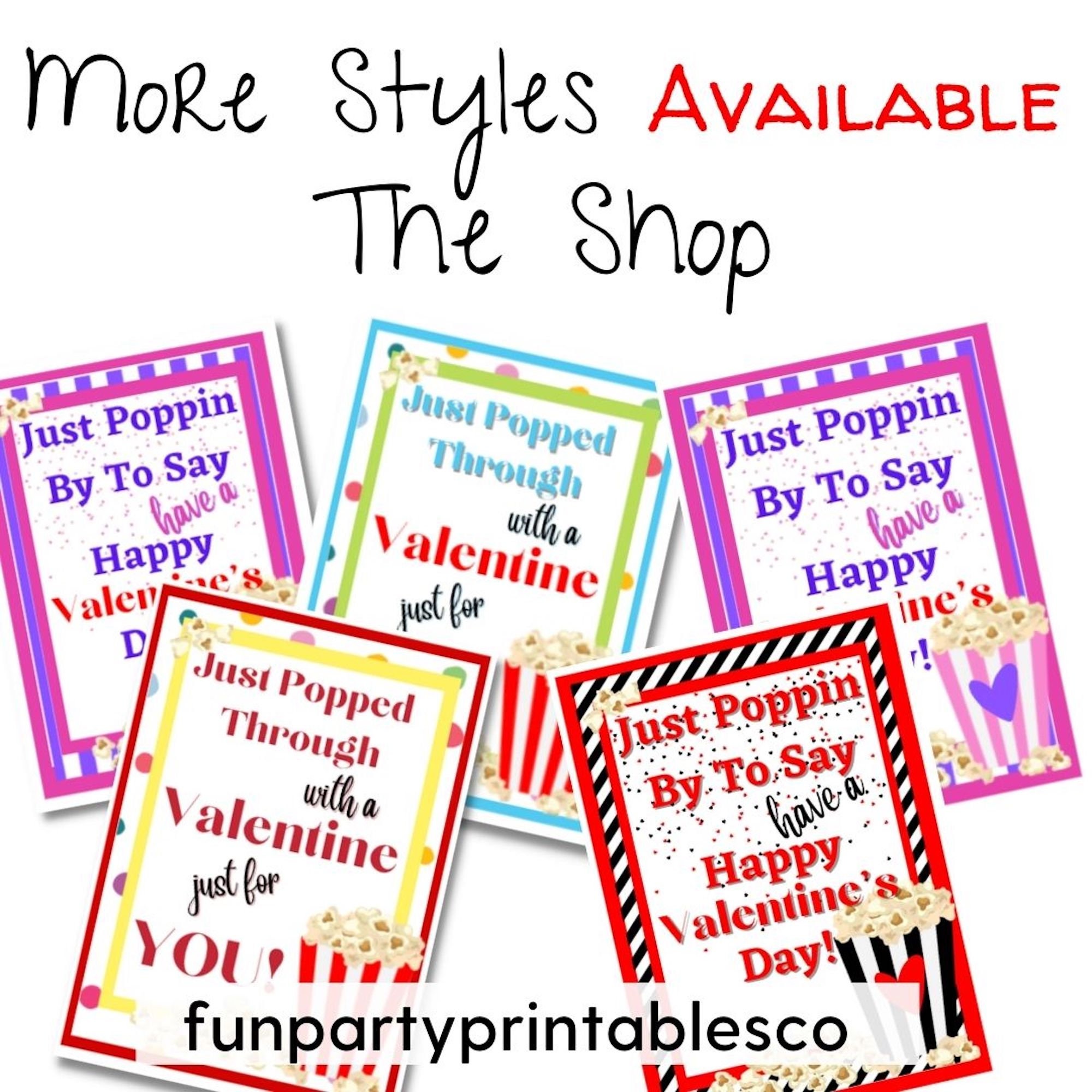 Popcorn Valentine Tag Kids Printable Valentine's Day - Etsy
