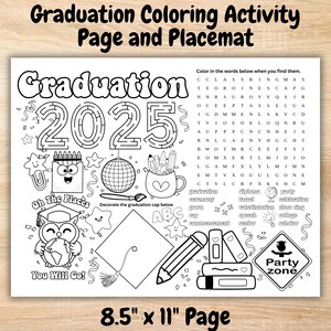 Printable Graduation Coloring Placemat: Class of 2025 Activities ...