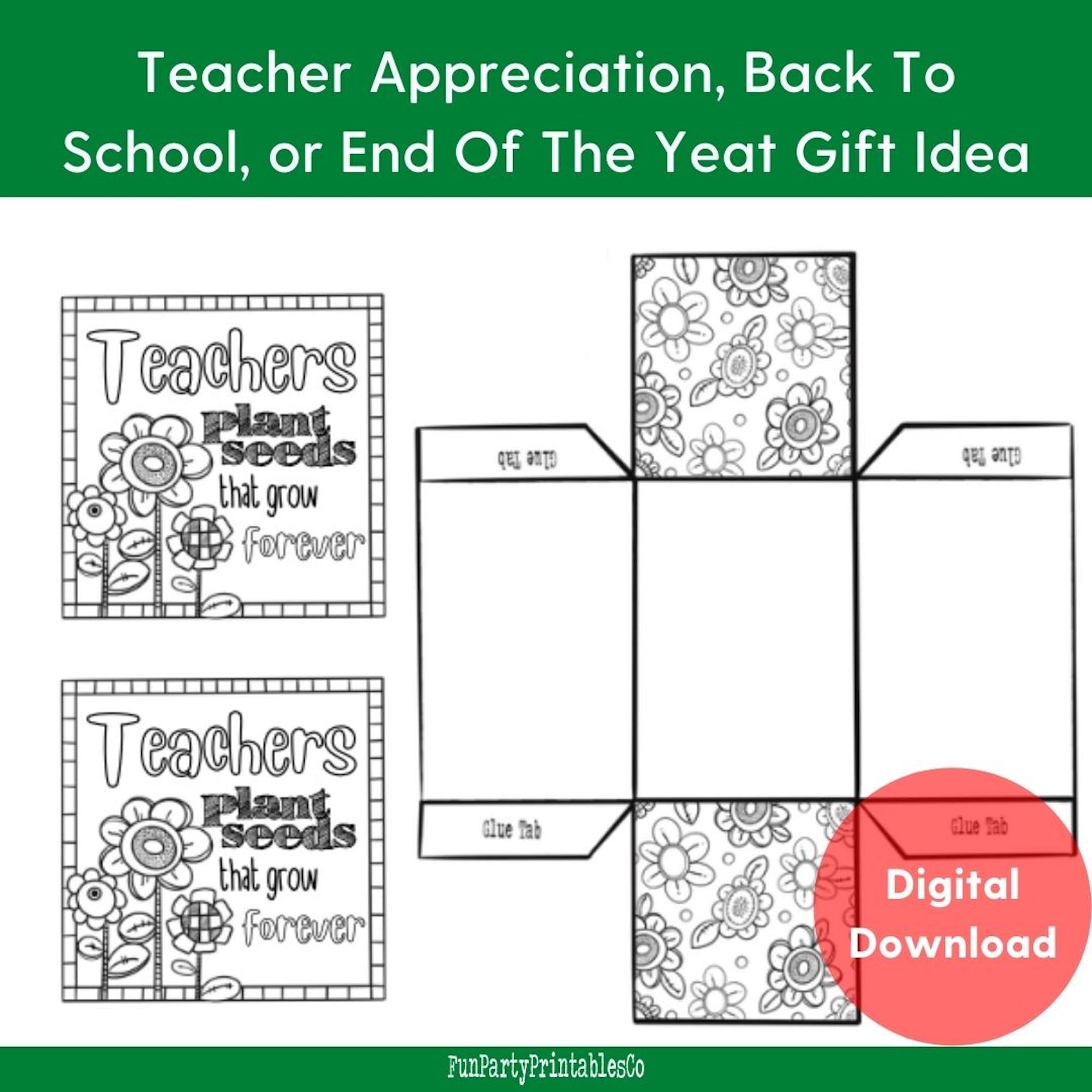 Teacher Appreciation Printable DIY Treat Box Printable Box - Etsy