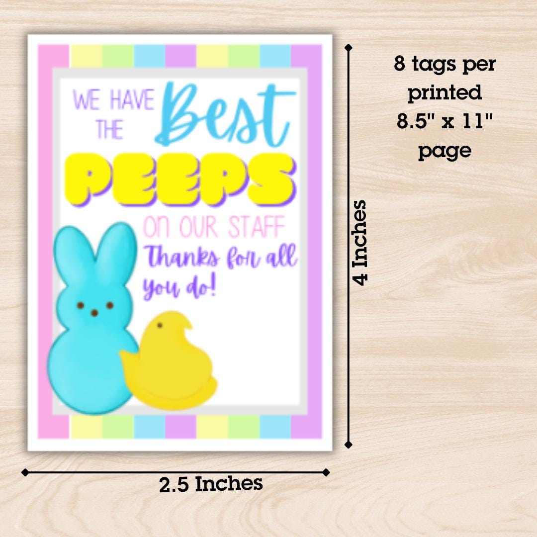 Printable Easter Peeps Gift Tags: Staff & Teacher Appreciation (instant ...