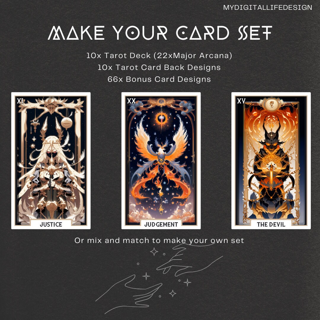 Printable Mystic Tarot Card Deck Mystical Gold Collection 10x Major ...