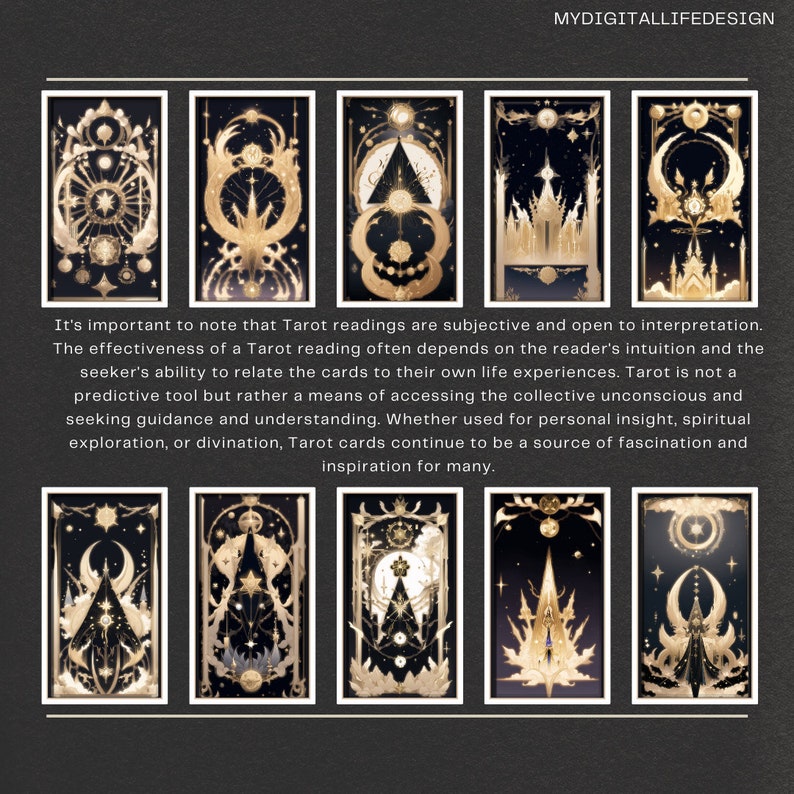 Printable Mystic Tarot Card Deck Mystical Gold Collection 10x Major ...
