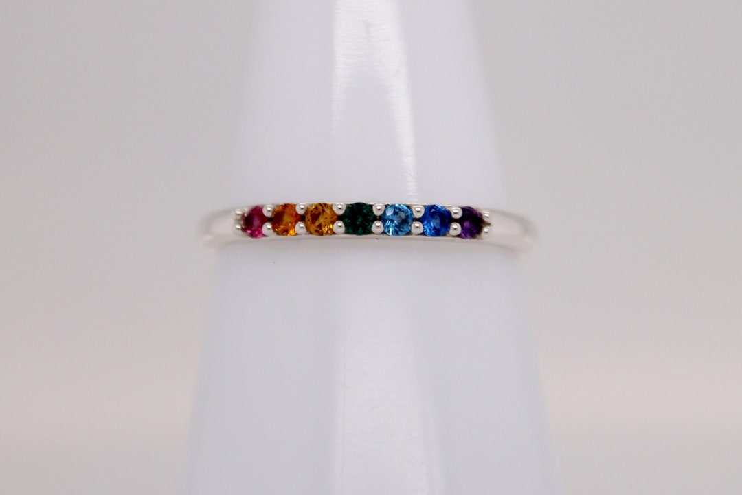 Sterling Silver Rainbow Ring, Pride, LGBTQ - Etsy