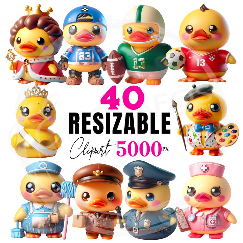 Rubber Duck Clipart: Colorful Bath Toy Graphics (digital Download, 40 ...