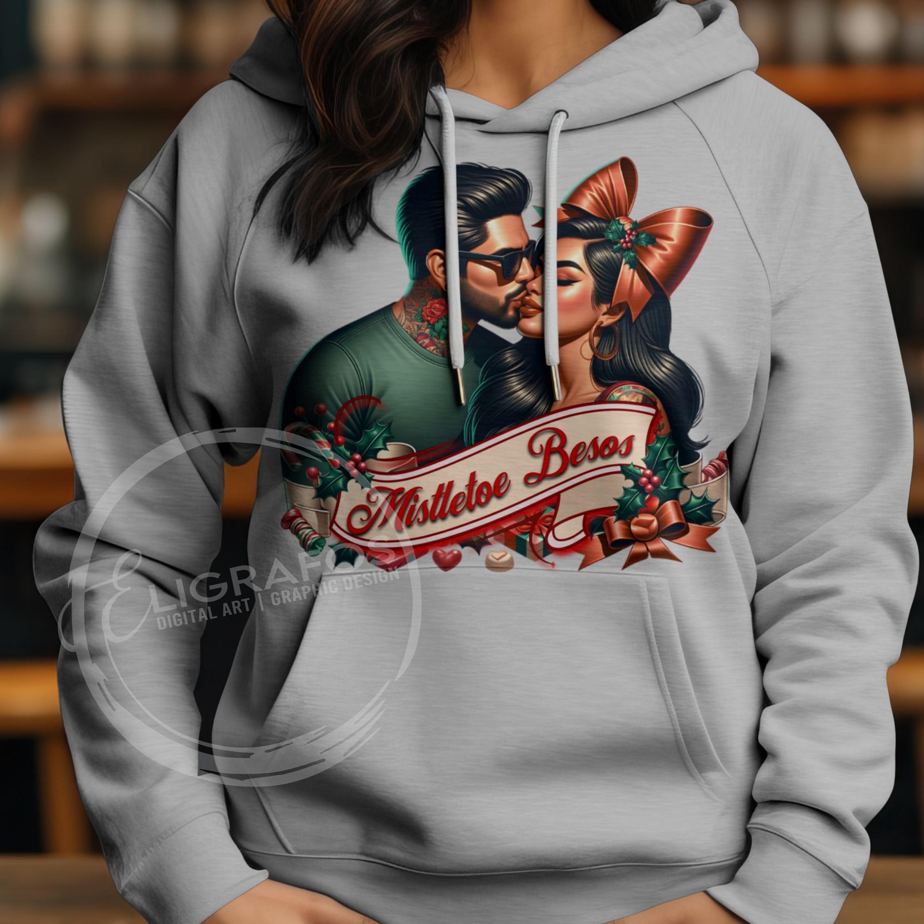 Mistletoe Besos Chicano Couple Christmas Image: Latino Romance (digital ...