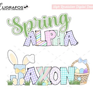 Easter Spring ABC Digital Alphabet PNG File Easter Bunny Cute Digital ...