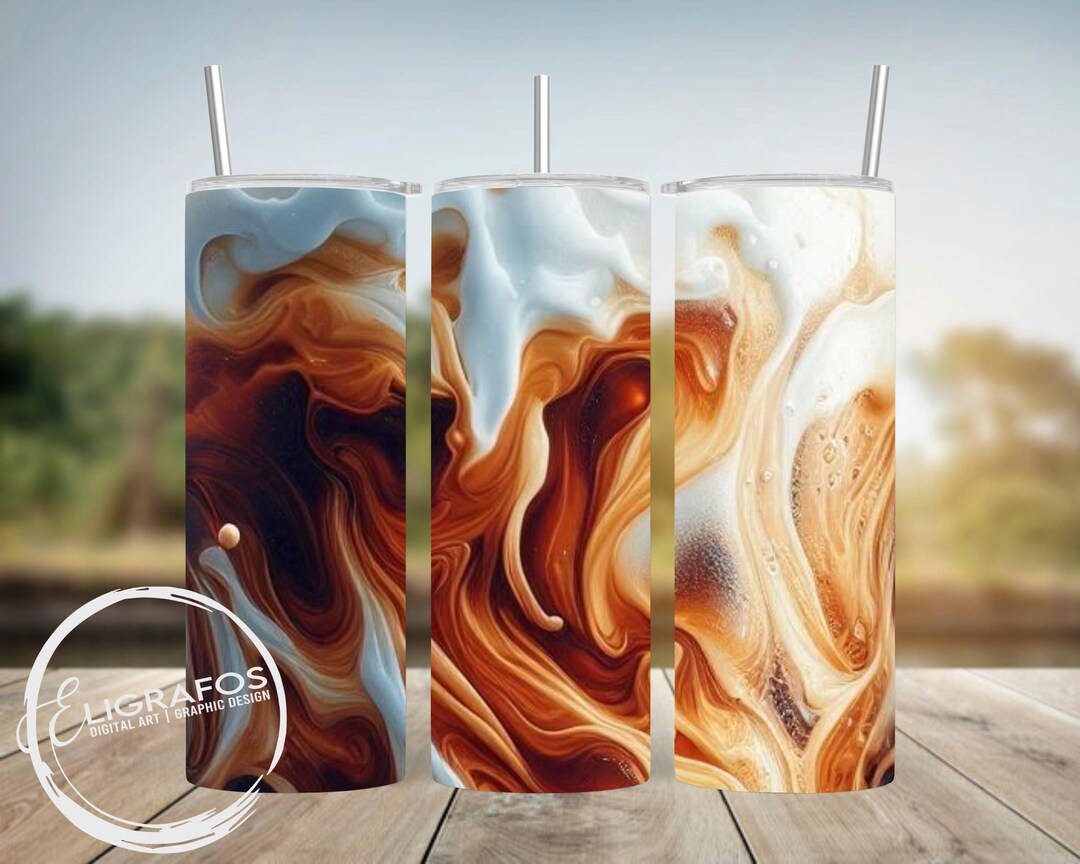 Iced Coffee Tumbler Wrap: Creamy Cafe Design (digital JPG Download) - Etsy