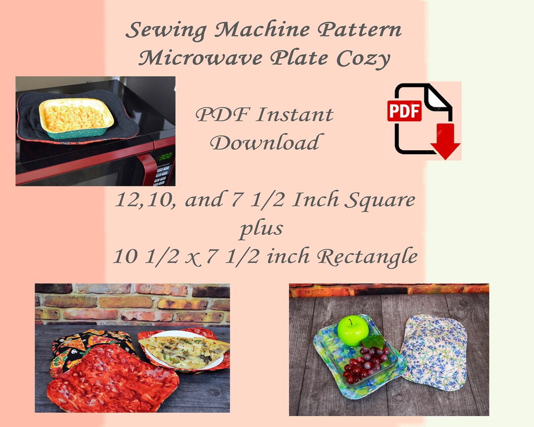 Sewing Machine Pattern, Microwave Plate Cozy Square and Rectangle, PDF ...