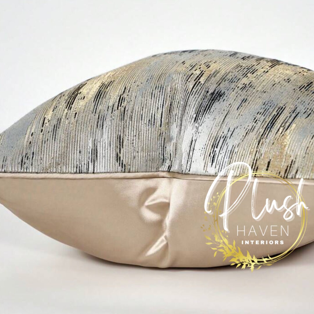 Gray, Silver and Gold Metallic Pillow Cover - Etsy