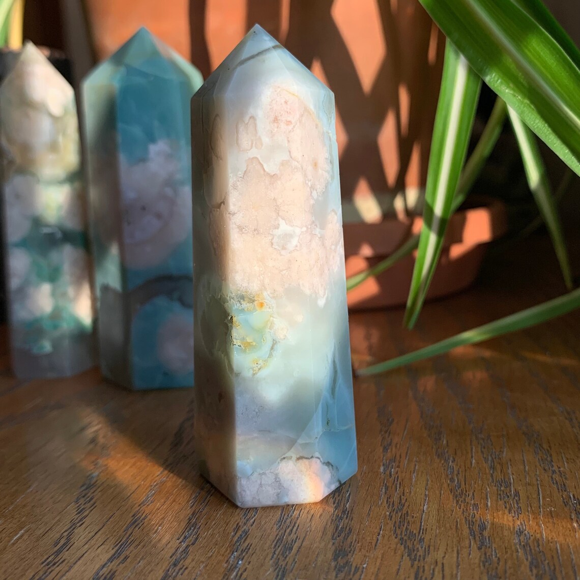 Large Green Flower Agate Towers // Beautiful Quality and Size - Etsy