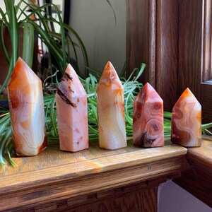 Pink Carnelian Pencil Towers // Multiple Sizes // Sizes Listed in ...
