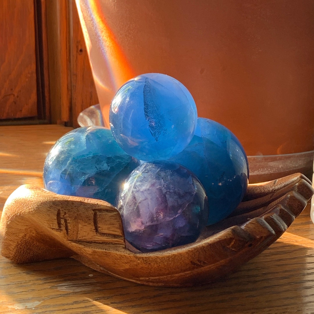 Large Ocean Blue Fluorite Spheres // Amazing Full Blue Color - Size ...