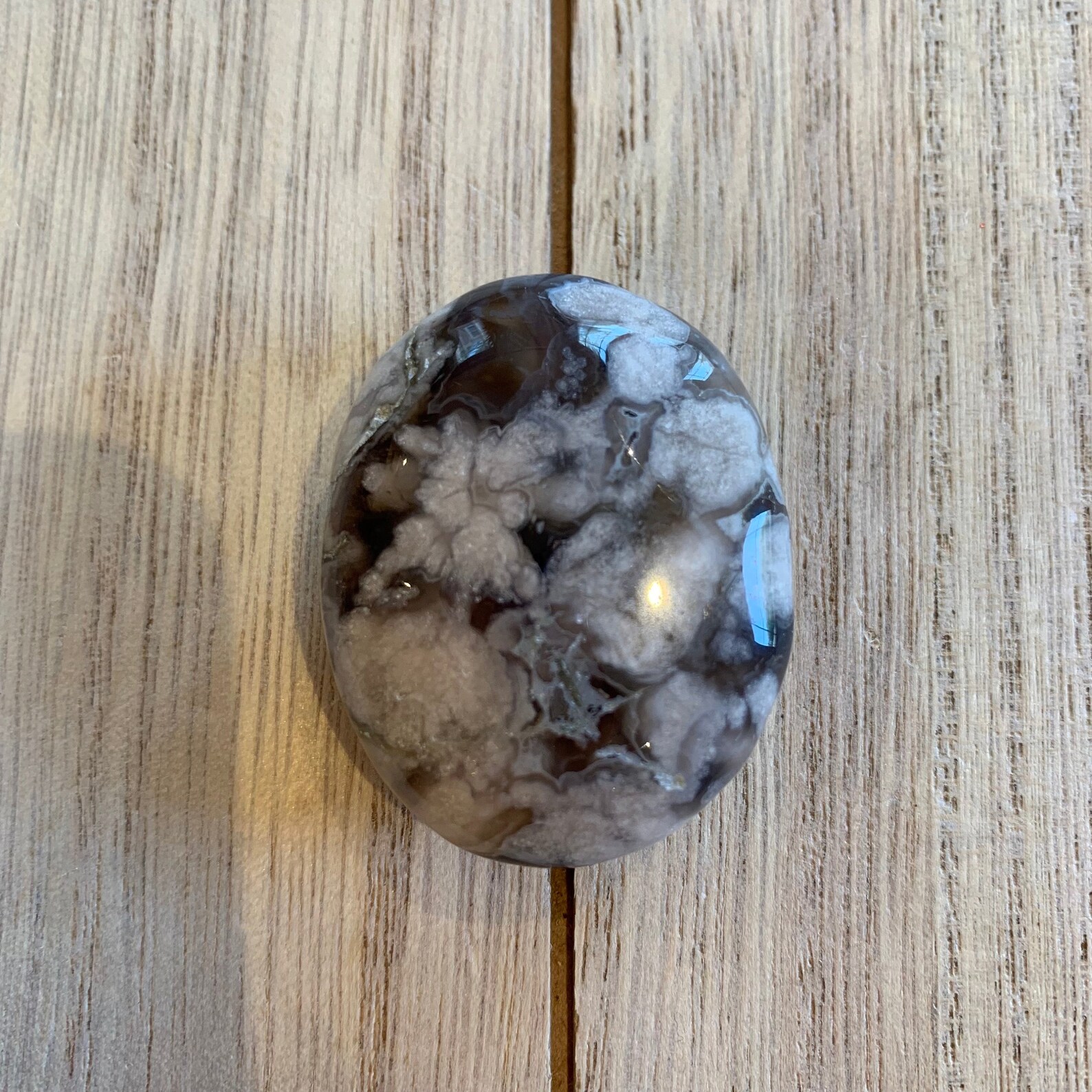 Black Flower Agate Palm Stones - Etsy