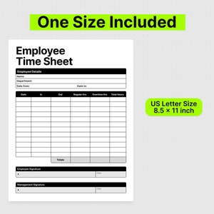 Employee Timesheet. Editable Timesheet. Printable Timesheet. Time Card ...