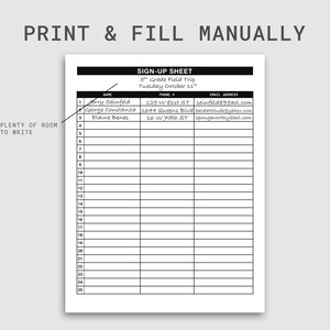 Editable Sign up Sheet Template, Printable PDF (8.5x11) - Etsy