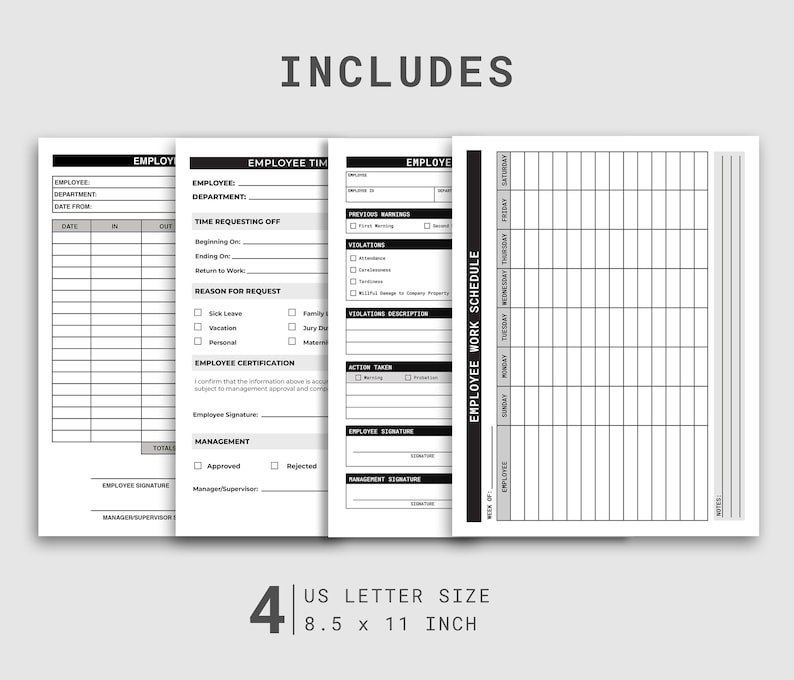 Employee Schedule PDF. Employee Time Log Form. Employee Discipline ...