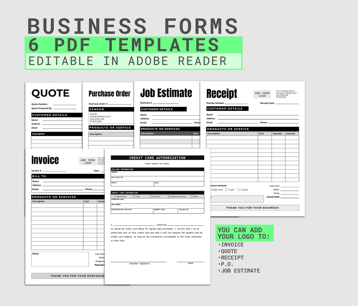 Job Estimate Template PDF. Editable Business Forms. Printable Invoice ...
