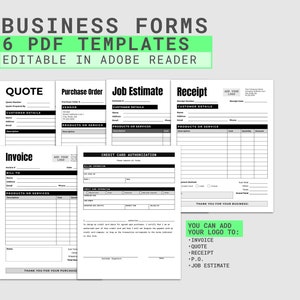 Job Estimate Template PDF. Editable Business Forms. Printable Invoice ...