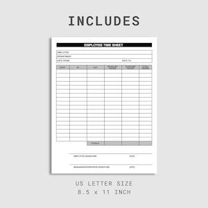 Employee Timesheet. Editable Timesheet. Printable Timesheet. Time Card ...