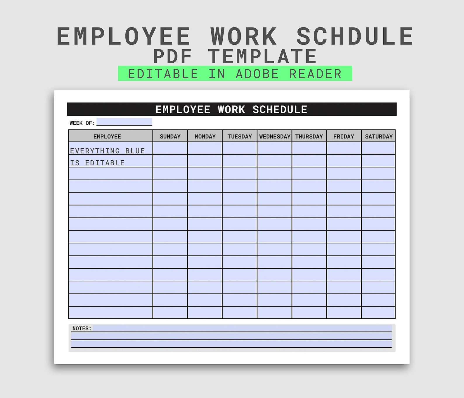 Employee Work Schedule PDF. Employee Time Sheet. Employee Schedule ...