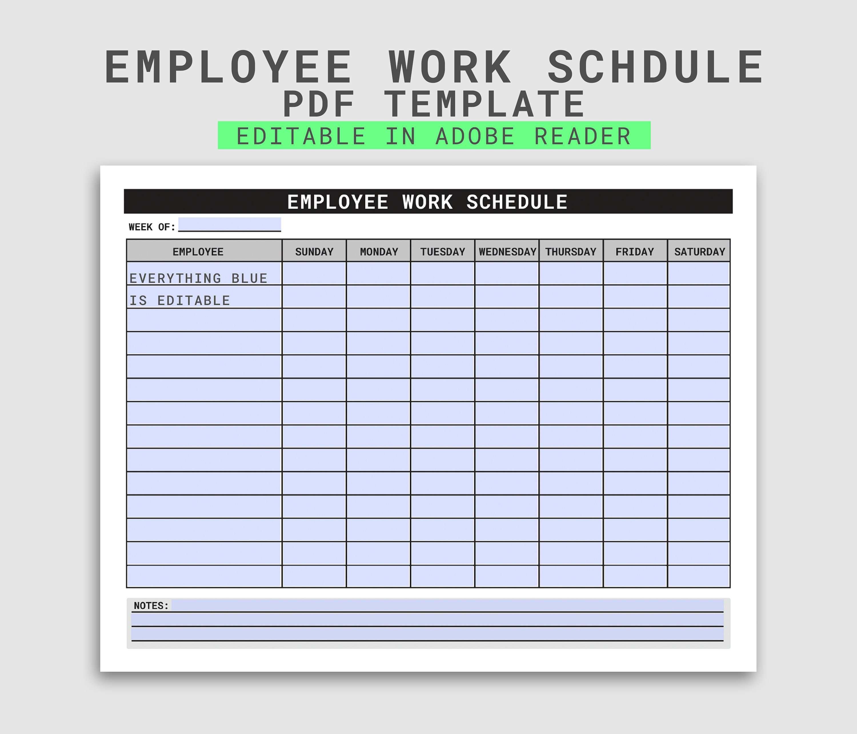 Employee Work Schedule PDF Employee Time Sheet Employee Schedule
