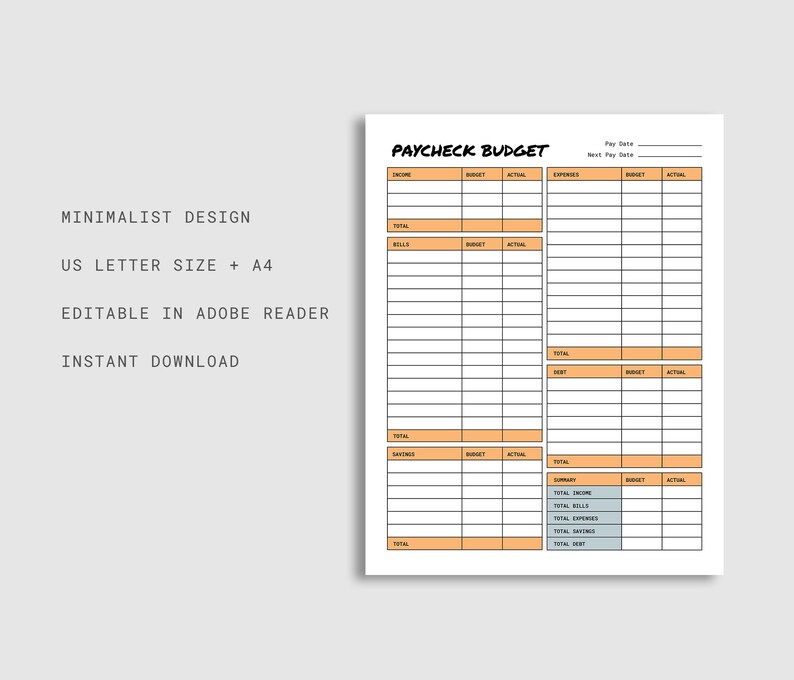 Weekly Budget Printable PDF Template, Week Planner Printable, Budget ...