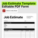 Job Estimate Template PDF. Editable Business Forms. Printable PDF ...